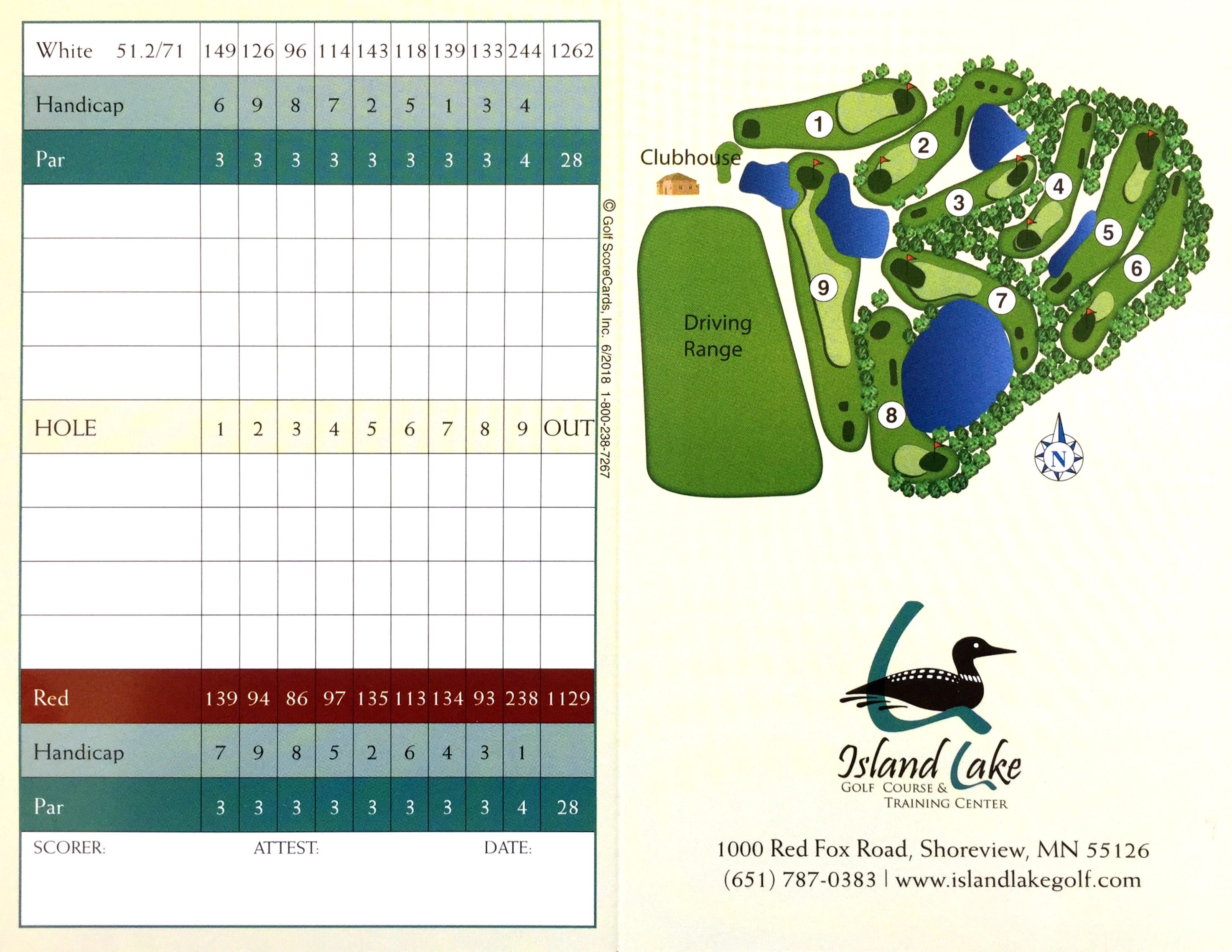 Scorecard - Island Lake Golf & Training Center